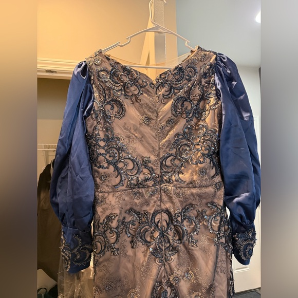 Dresses | Elegant Blue And Gray Embroidered Dress | Poshmark